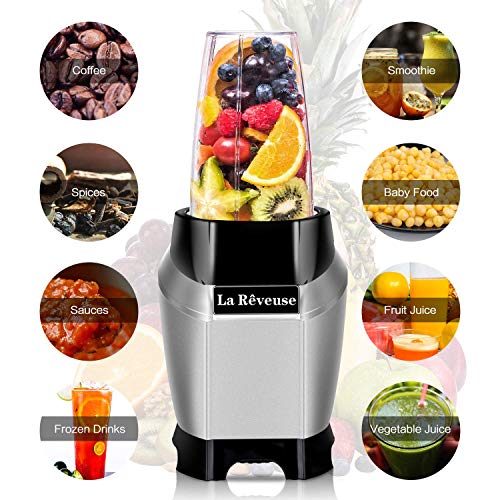 La Reveuse Blender for Making Shakes Smoothies 600 Watts with 20 oz and 24 oz BPA-free Portable Travel Bottles - Dishwasher Safe