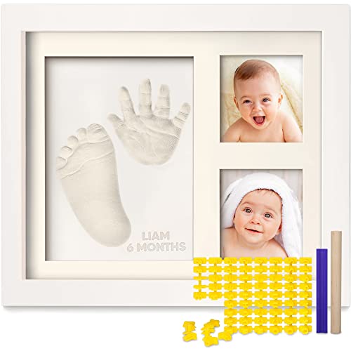 Baby Hand and Footprint Kit - Baby Footprint Kit - Baby Keepsake - Baby Shower Gifts for Mom - Baby Picture Frame for Baby Registry Boys,Girls (Alpine White)