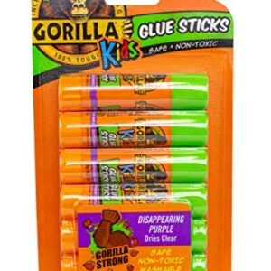 Gorilla Kids Disappearing Purple Glue Sticks, Six 6 Gram Sticks, (Pack of 1)