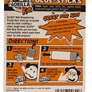 Gorilla Kids Disappearing Purple Glue Sticks, Six 6 Gram Sticks, (Pack of 1)