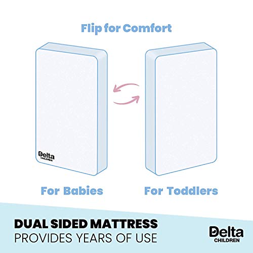 Delta Children Lancaster 4-in-1 Convertible Baby Crib & Twinkle Stars Waterproof Fiber Core Crib and Toddler Mattress, Dark Chocolate