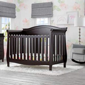 Delta Children Lancaster 4-in-1 Convertible Baby Crib & Twinkle Stars Waterproof Fiber Core Crib and Toddler Mattress, Dark Chocolate