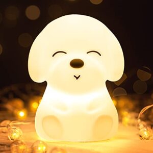 mubarek night light for kids, 16 colors dog night lights for kids room,auto timer silicone baby night light lamp,rechargeable kids night light for bedroom,cute lamp night light kids gifts kawaii decor