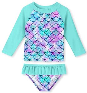 unifaco toddler girls tankini 3d fish scale stylish bathing suit swimsuit long sleeve shirt and bikini bottom