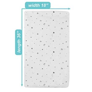 TL Care Printed 100% Natural Cotton Jersey Knit 18 x 36 Cradle/Bassinet Sheet - Fitted, Gray Stars and Moons, Soft Breathable, for Boys and Girls