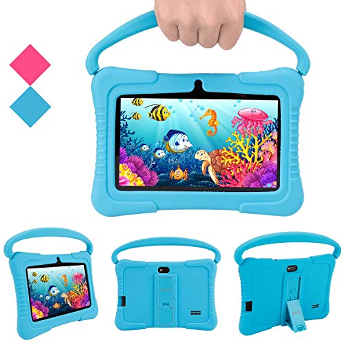 Veidoo Kids Tablet, 7 inch Android Tablet PC, 1GB RAM 16GB ROM, Safety Eye Protection Screen, WiFi, Bluetooth, Dual Camera, Educational, Games, Parental Control APP, Tablet with Silicone Case