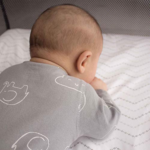 Luvberries 100% Organic Cotton Crib Sheets (Set of 2) for The Baby Bjorn Travel Crib, Baby and Toddler, Fitted Crib Sheets, for Boys & Girls (Grey and White)