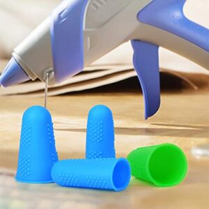 Silicone Finger Protectors Covers Caps for Hot Glue Gun Wax Rosin Resin Honey Adhesives Scrapbooking Sewing Crafts Ironing Embroidery Needlework Accessories (Green&Blue)-12 Pieces