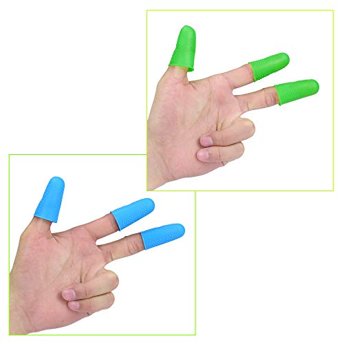 Silicone Finger Protectors Covers Caps for Hot Glue Gun Wax Rosin Resin Honey Adhesives Scrapbooking Sewing Crafts Ironing Embroidery Needlework Accessories (Green&Blue)-12 Pieces