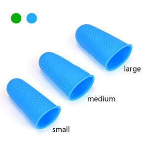 Silicone Finger Protectors Covers Caps for Hot Glue Gun Wax Rosin Resin Honey Adhesives Scrapbooking Sewing Crafts Ironing Embroidery Needlework Accessories (Green&Blue)-12 Pieces