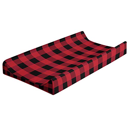 Changing Pad Cover Boy, Baby Changing Table Covers for Boys, Woodland Nursery Decor by JLIKA (Buffalo Plaid)