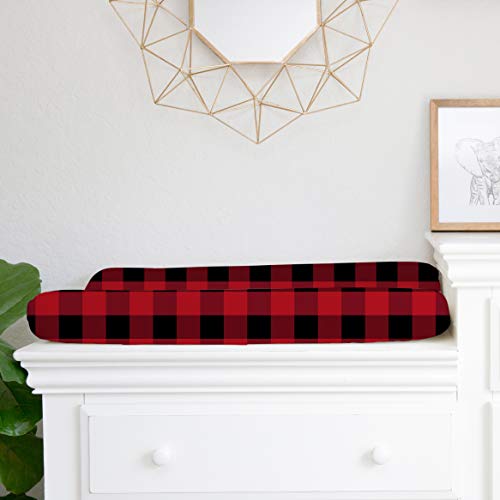 Changing Pad Cover Boy, Baby Changing Table Covers for Boys, Woodland Nursery Decor by JLIKA (Buffalo Plaid)