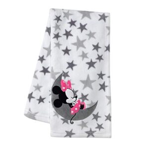 lambs & ivy disney baby minnie mouse fleece baby blanket, gray/white