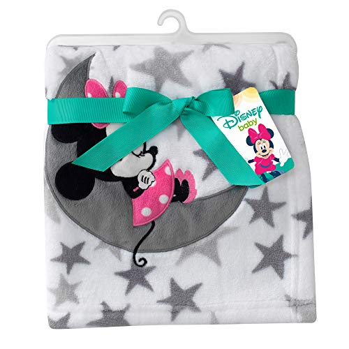 Lambs & Ivy Disney Baby Minnie Mouse Fleece Baby Blanket, Gray/White