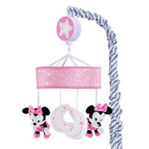 lambs & ivy disney baby minnie mouse musical crib mobile, pink/gray