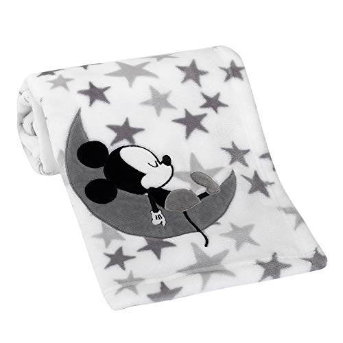 Lambs & Ivy Mickey Mouse Baby Blanket, White , 30x40 Inch (Pack of 1)