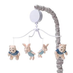 lambs & ivy disney baby forever pooh bear musical baby crib mobile, gray/beige