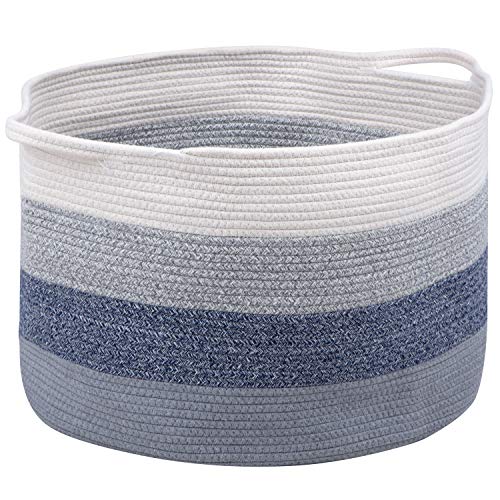 Modernetic Cotton Rope Basket - Large Decorative Woven Storage Blanket Basket Bin with Handles For Organizing Baby Nursery, Dog Toy, Stuffed Animal or Laundry