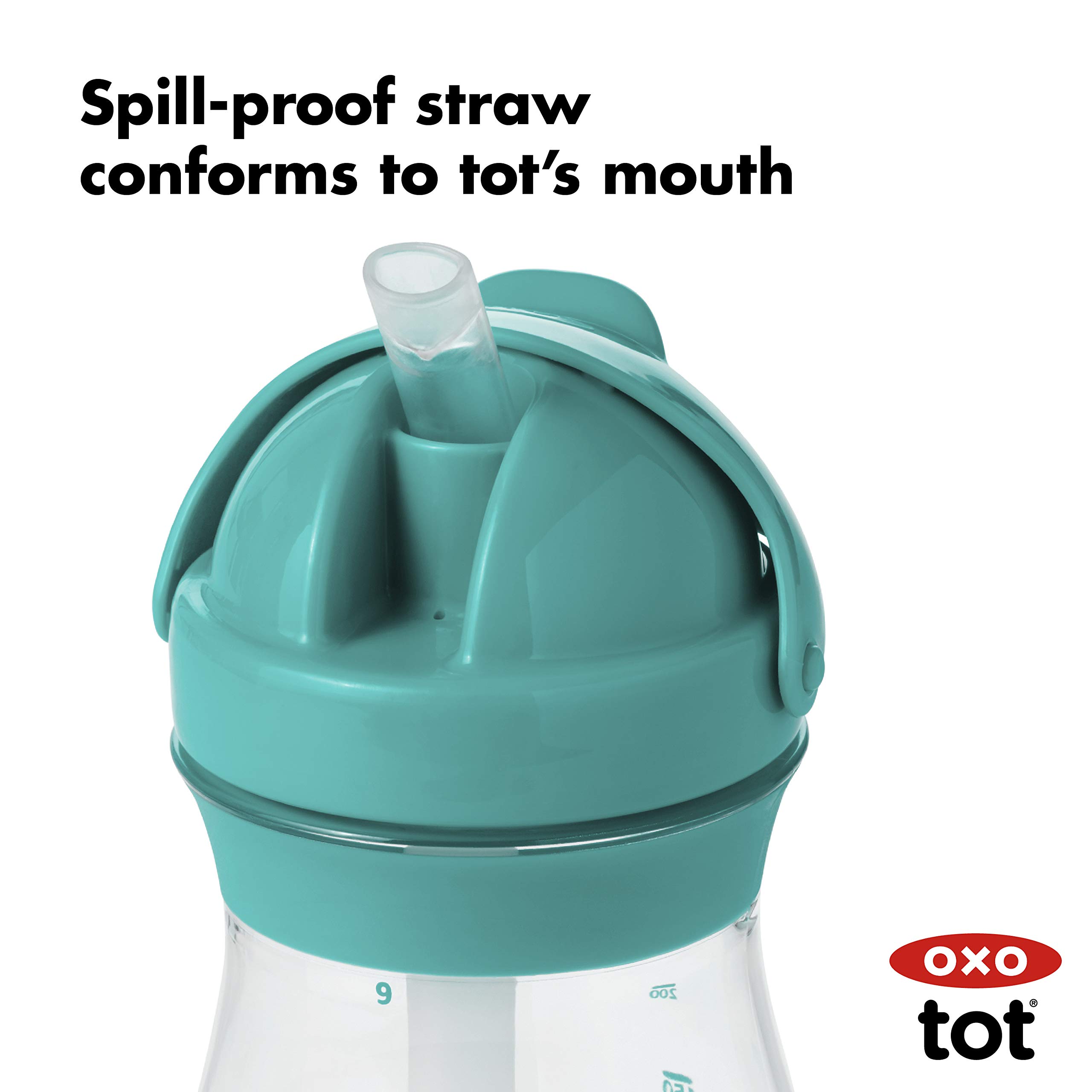 OXO Tot Transitions Straw Cup, 9 oz, Teal, Pack of 2