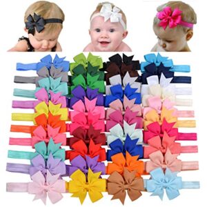 jollybows 40pcs baby girls grosgrain ribbon hair bows headbands 3" hair band hair accessories for infants newborn toddler