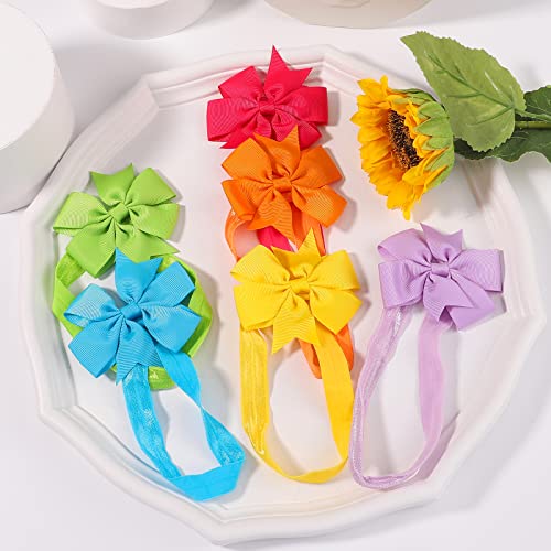 jollybows 40pcs Baby Girls Grosgrain Ribbon Hair Bows Headbands 3" Hair Band Hair Accessories for Infants Newborn Toddler