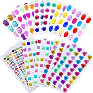 selizo craft gems self adhesive rhinestones stickers jewel stickers craft jewels stick on gems bling crystal diamond stickers for crafts, assorted shapes, sizes and colors (658pcs, 14 sheets)