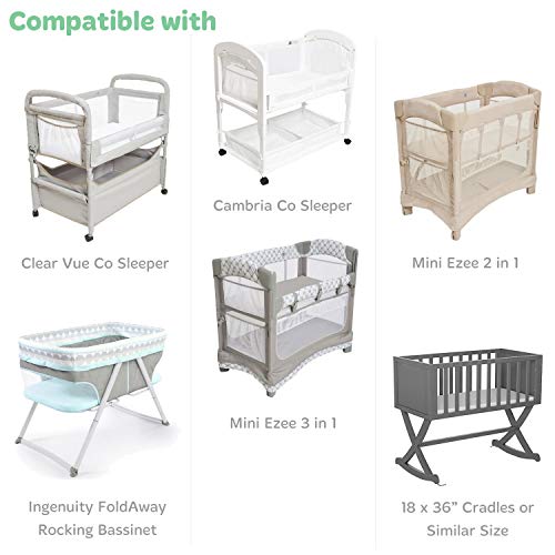 Baby Cradle Sheets Fitted 18x36x2 - Compatible with Arms Reach Co Sleeper Cambria, Clear Vue, Mini Ezee,Bassinet - Pure Jersey Cotton - Breathable | Unisex