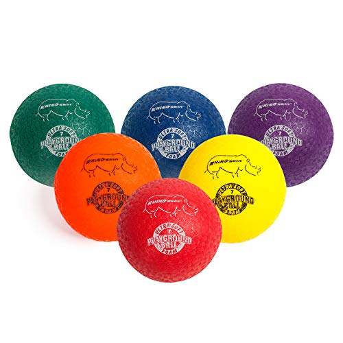 Champion Sports RSPG7SET Playground Ball Set: Six 7 Inch Rhino Skin Soft Inflatable Balls Includes Storage Bag and Pump