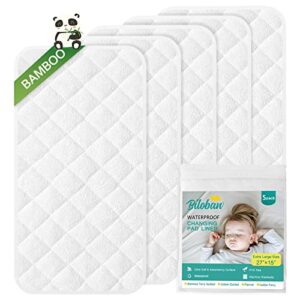 changing pad liner - 5 pack (improved thickness), superior bamboo terry surface, waterproof & absorbent diaper changing pad liners