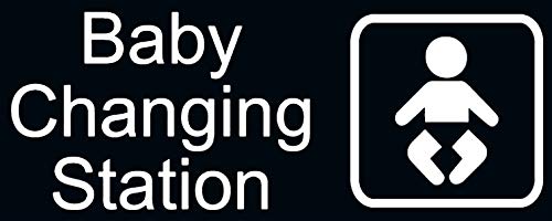 New Baby Changing Station Sign, 8 x 3 in with English and Symbol, Black for Men, Women, Unisex