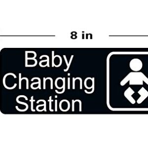 New Baby Changing Station Sign, 8 x 3 in with English and Symbol, Black for Men, Women, Unisex