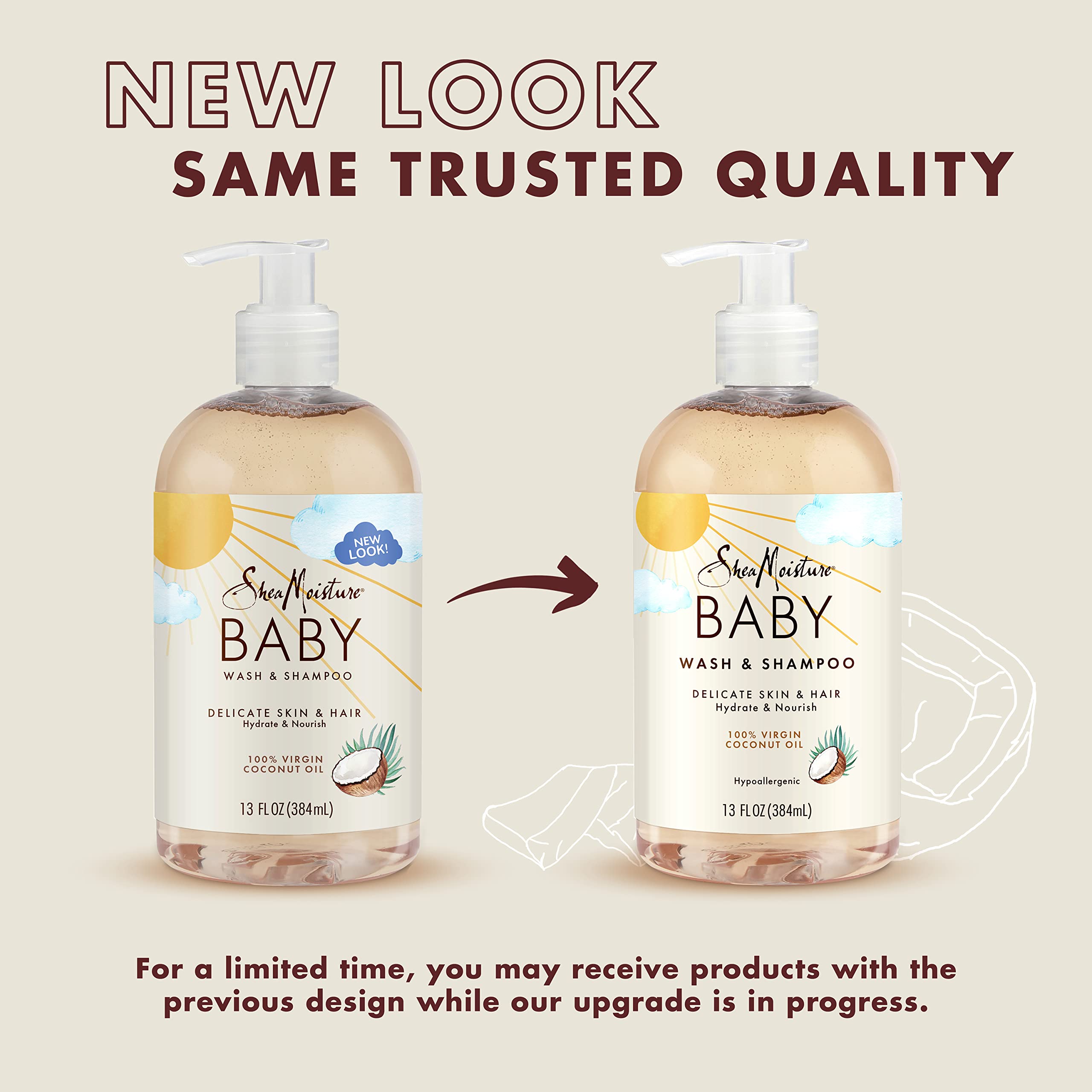 SheaMoisture Baby Wash and Shampoo 100% Virgin Coconut Oil for Baby Skin Cruelty Free Skin Care 13 oz