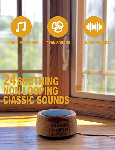 Douni White Noise Machine - Sleep Sound Machine with Soothing Sounds Timer & Memory Function for Sleeping & Relaxation,Sleep Therapy for Kid, Adult, Nursery, Home,Office,Travel.Wood Grain