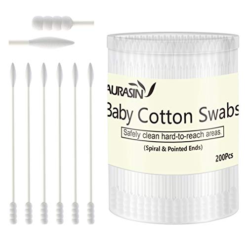 Baby Cotton Swabs, Paper Sticks Cotton Buds for Baby Ear Nose Clean-200Pcs(Spiral and Pointed)