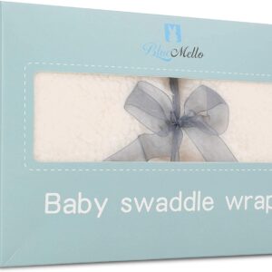 BlueMello Baby Swaddle Blanket | Ultra-Soft Plush Essential for Infants 0-6 Months | Receiving Swaddling Wrap White | Ideal Newborn Registry and Toddler Boy Accessories | Perfect Baby Girl Shower Gift