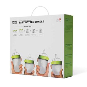 comotomo baby bottle bundle, green, (7 piece set)