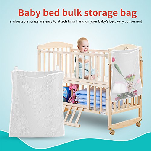 Baby Bed Hanging Storage Bag, Large Baby Bed Storage Hanging Mesh Organizer Bed Crib Organizer Storage Bag