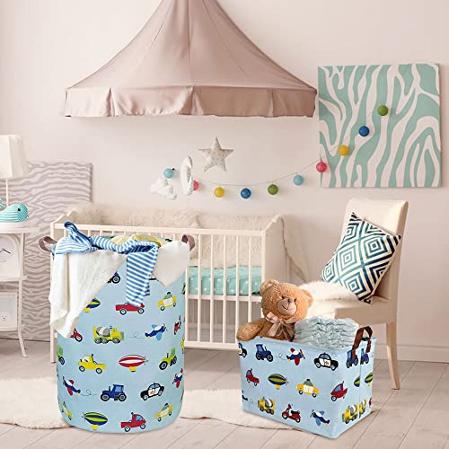 HKEC Kids Laundry Basket,Boys Toy Storage Bin,Baby Dirty Clothes Hamper,Nursery Hamper for Bedroom,Gift Baskets(Car)