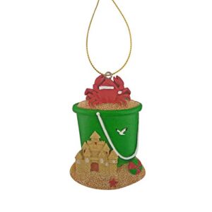 beachcombers 3.35" resin green beach pail ornament green