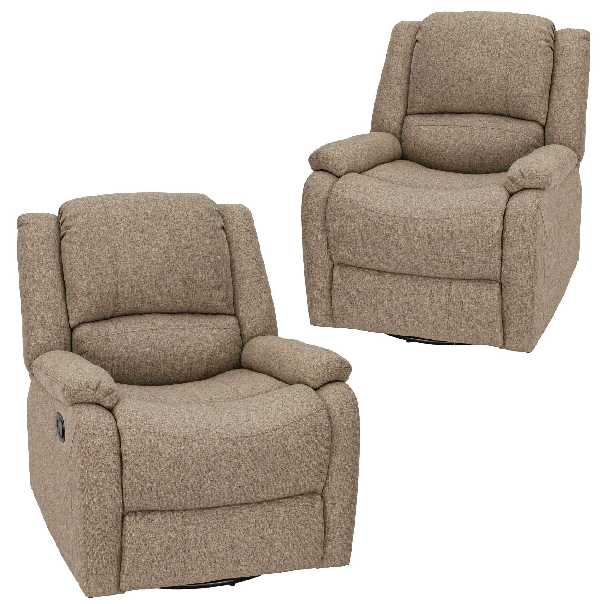 RecPro Charles Collection | 30" Swivel Glider RV Recliner | RV Living Room (Slideout) Chair | RV Furniture | Glider Chair | Oatmeal or Fossil | Cloth (2 Pack, Oatmeal)