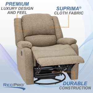 RecPro Charles Collection | 30" Swivel Glider RV Recliner | RV Living Room (Slideout) Chair | RV Furniture | Glider Chair | Oatmeal or Fossil | Cloth (2 Pack, Oatmeal)