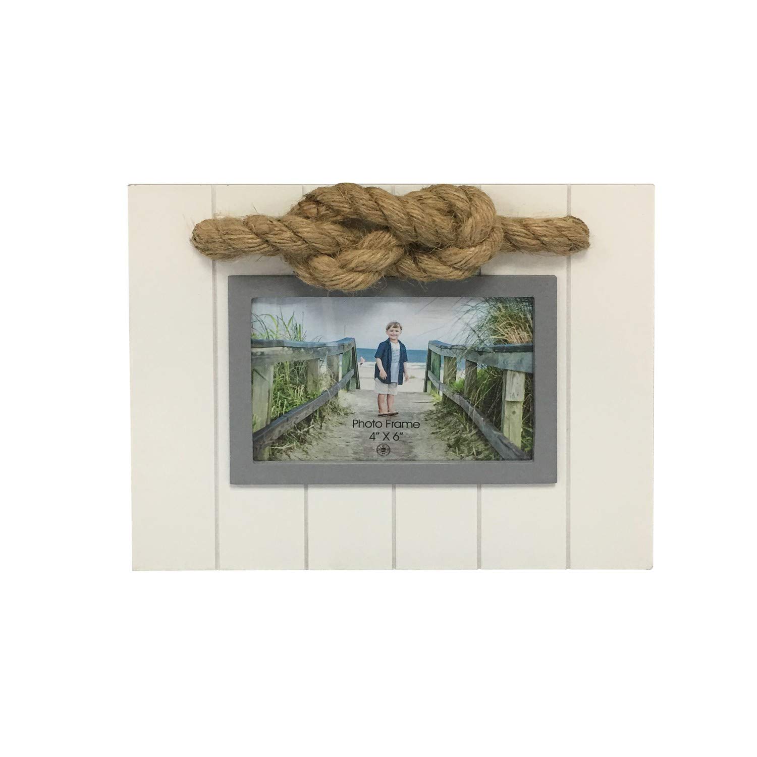 Beachcombers 4"X6" White & Grey with Rope Frame