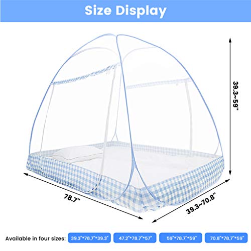 Tinyuet Mosquito Net for Bed, 47.2x78.7in Pop-up Mosquito Net Tent for Indoor and Outdoor Use, Portable Double Door Travel Mosquito Net with Net Bottom, Insect Screen-Brown Edge