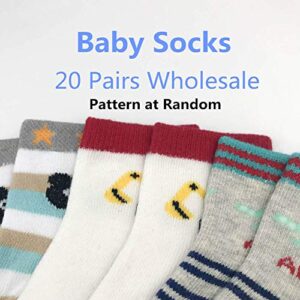 WAFUNNE Baby Boys Socks Wholesale 20 Pairs Baby Socks Cotton Boy 0-12 months