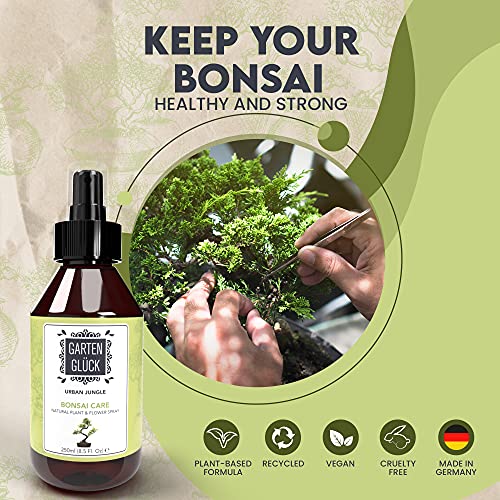 Garten Glück Bonsai Food Spray - Bonsai Tree Fertilizer For Strong and Healthy Leafs - Bonsai Fertilizer Liquid to Strengthen Stems - Bonsai Tree Food To Complete Your Bonsai Care Kit, 8.45 Fl Oz