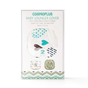 COSMOPLUS Stretchy Newborn Lounger Cover -2 Pack Removable Slipcover,Super Soft Snug Fitted,Heart Pattern