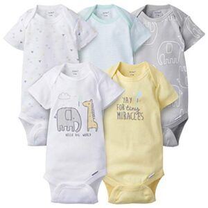 gerber unisex baby 5-pack short sleeve variety onesies bodysuits elephant dream 0-3 months