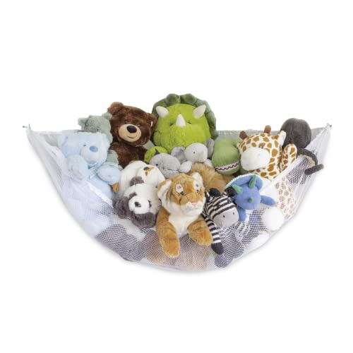 S&T INC. Stuffed Animal Net or Hammock, Mesh Hanging Stuffed Animal Storage Net, Hardware Included, White, Stretches up to 55 Inches, 1 Pack