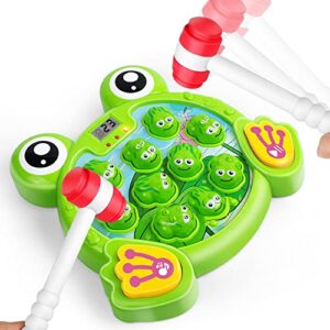 yeebay interactive whack a frog game, learning, active, early developmental toy, fun gift for age 3, 4, 5, 6, 7, 8 years old kids, boys, girls,2 hammers included