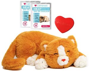 calmeroos cat heartbeat toys - calming separation anxiety relief toys for kittens - heartbeat simulator in a soft comforting pillow pet plush